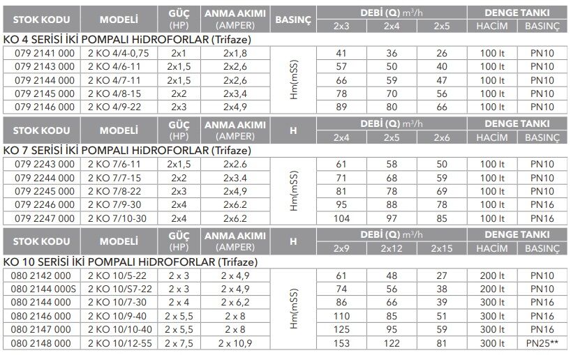Etna 2 KO 10/7-30 İki Pompalı Hidrofor 2x4 HP 18 Kat 80 Daire
